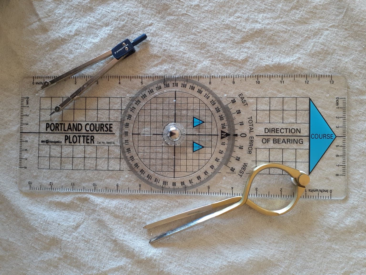 Portland Course Plotter and 7" Brass Divider and Pencil Compass ...